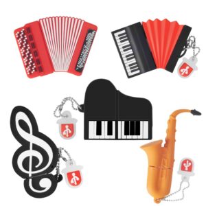 leizhan 5 x 8gb cute music usb flash drive, accordion*2/saxophone/piano/notes shape musical instruments thumb drive memory stick drive pendrive gift for kids, teacher, friends