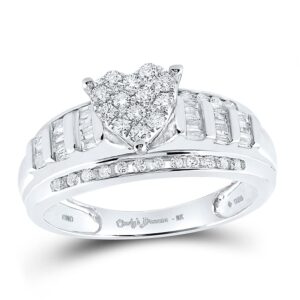 the diamond deal sterling silver round diamond heart bridal wedding engagement ring 1/2 cttw