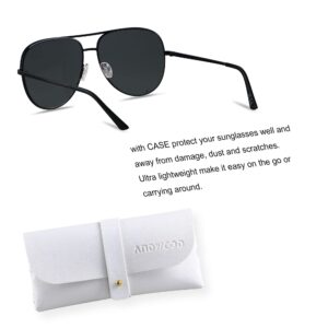 ANDWOOD Oversized Aviator Sunglasses for Women Men Big Large UV Protection Pilot Sun glasses Double Bridge Black Shades