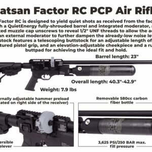 Wearable4U - Hatsan Factor RC PCP .177 Caliber Air Rifle with Scope and Pack of 500x Pellets and Hard Case Bundle