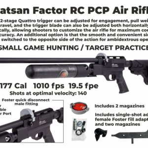 Wearable4U - Hatsan Factor RC PCP .177 Caliber Air Rifle with Scope and Pack of 500x Pellets and Hard Case Bundle