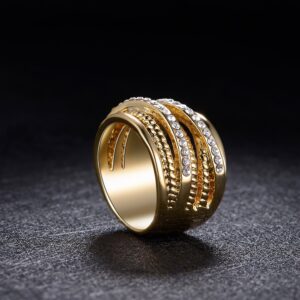 Mytys Gold Cable Band Ring Crisscross Intertwined Chunky Cocktail Rings Unisex Couple Wide Statement Ring Size 10