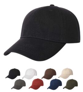 aomsi premium unstructured soft cotton canvas baseball cap casual dad hat, clean ball caps adjustable for men women black