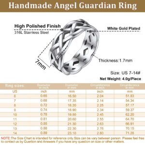 Bestyle Stainless Steel 7mm Wide Celtic Trinity Knot Eternity Wedding Engagement Band Ring, Solid Thick Irish Celtic Trinity Flower Finger Ring Stackable, Size 7