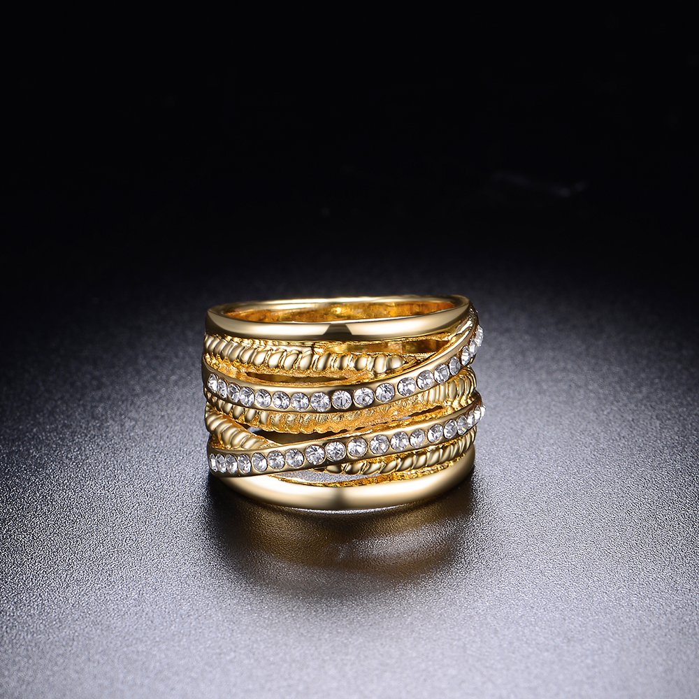 Mytys Gold Cable Band Ring Crisscross Intertwined Chunky Cocktail Rings Unisex Couple Wide Statement Ring Size 10