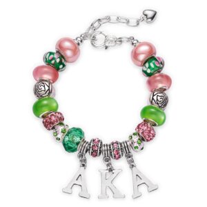 melix home sorority gifts for women paraphernalia sorority bracelet pink and green jewelry greek crystal charm