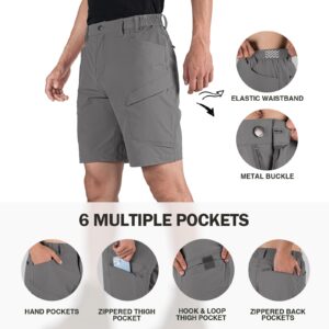 Stlight Men's Hiking Cargo Shorts Quick Dry Lightweight Tactical Shorts with Multi Pocket for Camping Fishing Golf(Grey 36W/10L)