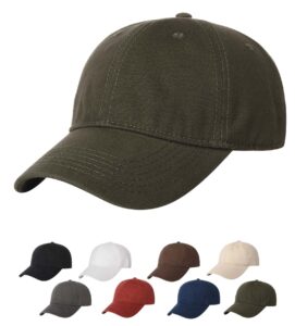 aomsi premium unstructured soft cotton canvas baseball cap casual dad hat, clean ball caps adjustable for men women olive