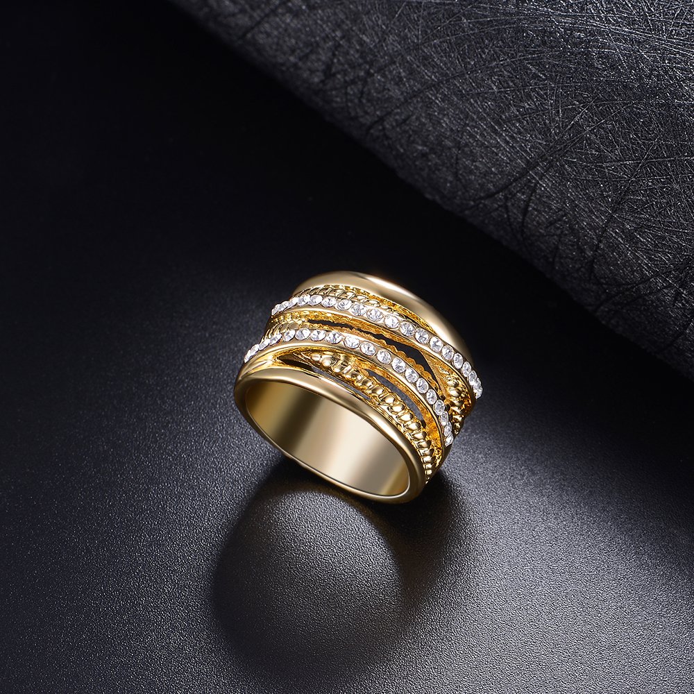 Mytys Gold Cable Band Ring Crisscross Intertwined Chunky Cocktail Rings Unisex Couple Wide Statement Ring Size 10