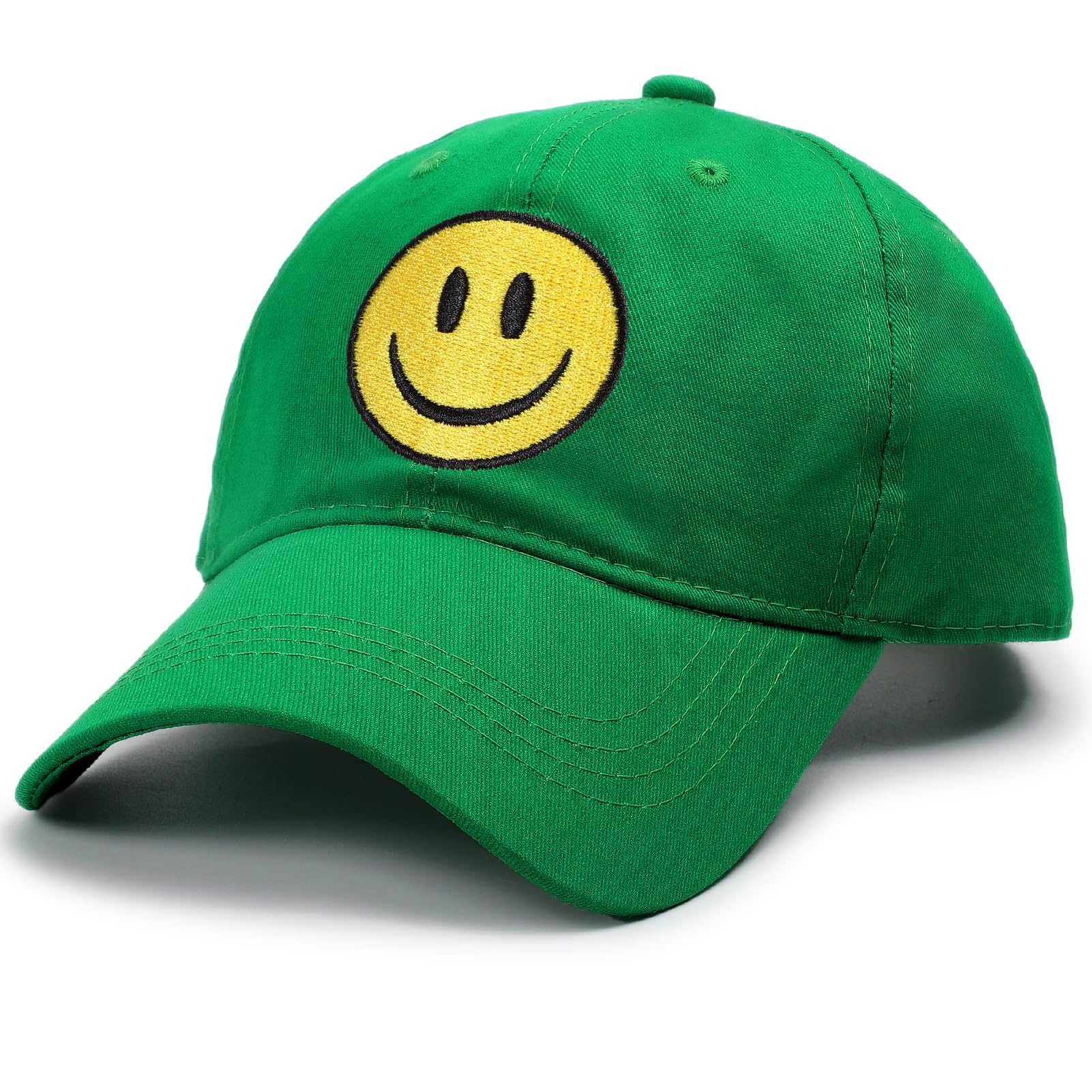 SONMONY Smile Face Baseball Hat Washed Dad Hat for Men Women Cute Baseball Caps Unstructured Smile Embroidered Hat Green