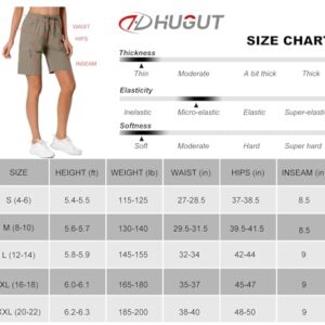 Women's Lightweight Hiking Cargo Shorts Quick Dry Athletic Shorts for Camping Travel Golf with Zipper Pockets Water Resistant Dark Khaki