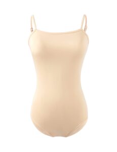 women seamless nude camisole leotard with adjustable straps, undergarments for ballet dance