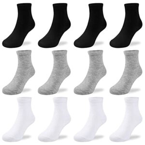 booph 12 pairs boy girl athletic crew socks toddler sport socks 4-6 years multi1