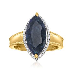 ross-simons 4.60 carat sapphire ring with .12 ct. t.w. diamonds in 18kt gold over sterling. size 6