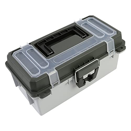 Sheffield 12670 13" Tackle Box, Fishing Gear Organizer for Fly Fishing, Flip-Up Lid, Lift-Out Tray, Stackable Storage, Made In USA