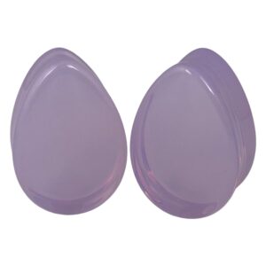 mystic metals body jewelry pair of lavender opalite teardrop plugs (stn-749) (3/4" (19mm))