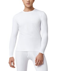 lapasa men's thermal underwear top crewneck long sleeve shirt base layer lightweight winter thermoflux 100 m09 large white