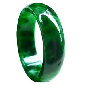 BXSMNH Genuine Green Jade Ring Band for Women Men Chinese Natural Good Luck Emeral Jewelry Jadeit Rings (Size : 13)