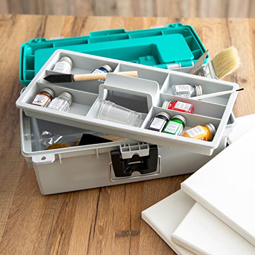 Sheffield 12671 13" Tackle Box, Fishing Gear Organizer for Fly Fishing, Flip-Up Lid, Lift-Out Tray, Stackable Storage, Made In USA