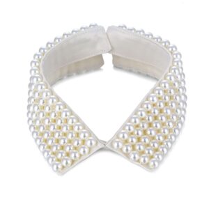 statement necklace for women simulated pearl beaded bib detachable false collar choker necklaces clothing accessory