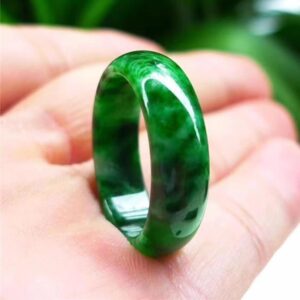 BXSMNH Genuine Green Jade Ring Band for Women Men Chinese Natural Good Luck Emeral Jewelry Jadeit Rings (Size : 13)