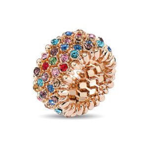 colourful crystal adjustable stretch rings for women girl finger accessories jewelry elastic rings (colourful crystal gold plated), 0.47*0.98 in