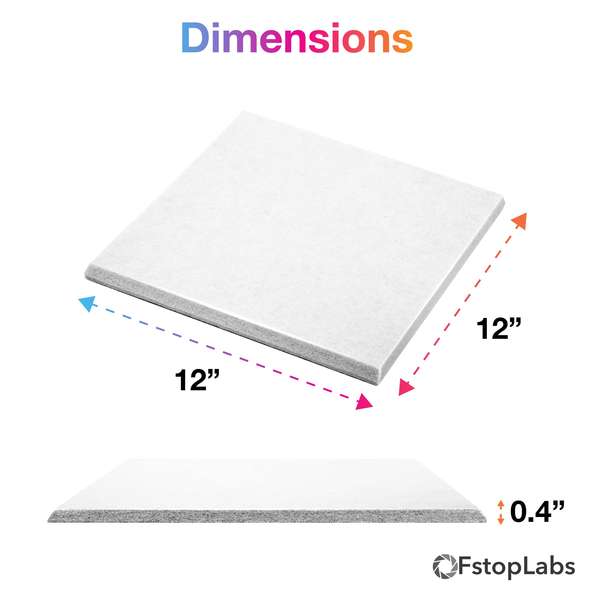 Fstop Labs 0.4" X 12" X 12" Acoustic Foam Panels, Sound Absorbing Panel, Beveled Edge Tiles Soundproof Foam Insulation, Soundproof Wall Panels