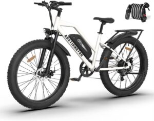 aostirmotor 750w electric bike for adults 26"×4" fat tire electric bike 48v 13ah lithium battery adult electric bicycles, 28mph e bike for adults, shimano 7 speed electric mountain bike (white)