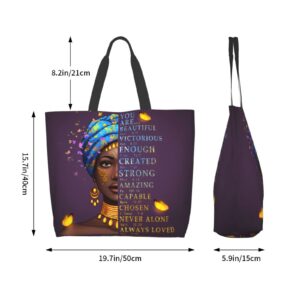 IAGM Black Women Tote African American Tote Bags For Women Afro Black Art Shoulder Bag Black Girl Satchel Handbags Waterproof