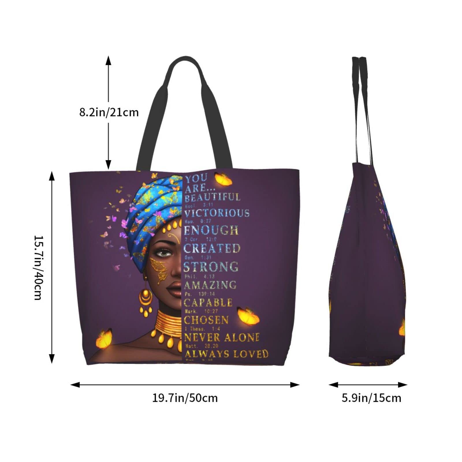 IAGM Black Women Tote African American Tote Bags For Women Afro Black Art Shoulder Bag Black Girl Satchel Handbags Waterproof