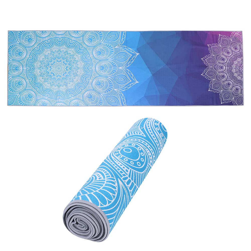 Non Slip Yoga Mat for Women Men Printed Yoga Mat Long Sports Mat Fitness Mat Gym Mat Portable Picnic Mat Eco Friendly Yoga Mats with Floral Pattern 70.8x25.6in Light Purple