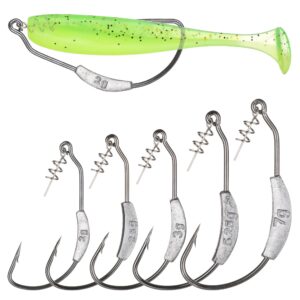 twistlock weighted hooks, 25pcs fishing swimbait hooks for soft plastics weedless weighted worm hooks with centering pin saltwater freshwater bass fishing hooks