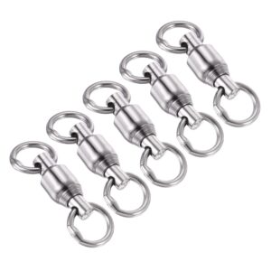 patikil ball bearing swivel, 25 pack 50lb stainless steel solid welded ring fishing tackle connector, silver