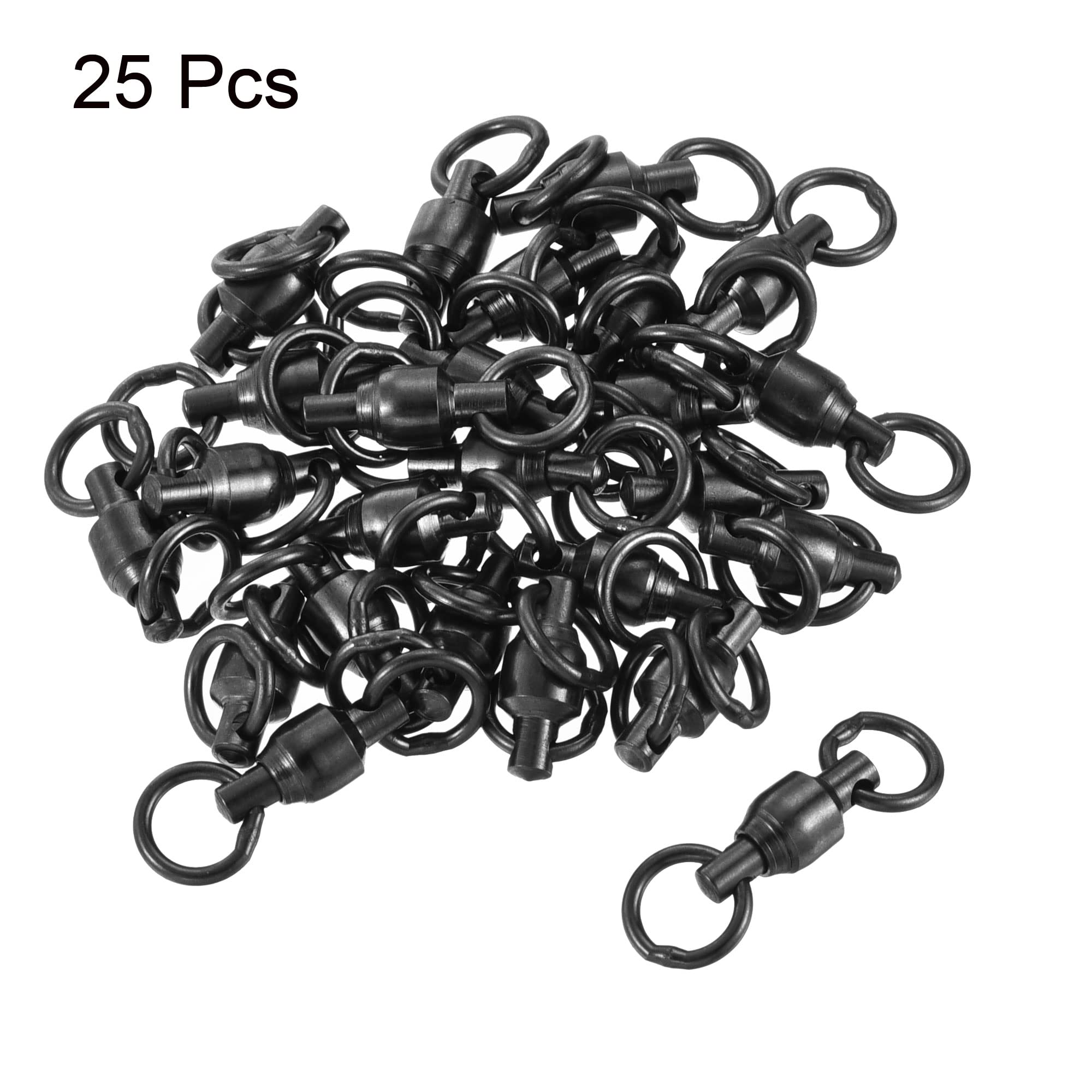 PATIKIL Ball Bearing Swivel, 25 Pack 103lb Stainless Steel Solid Welded Ring Fishing Tackle Connector, Black