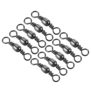 patikil fishing barrel swivels, 50pcs 61lbs stainless steel solid ring terminal tackle for saltwater freshwater fishing, black