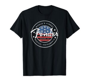 fender american flag circle stamp logo t-shirt