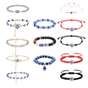 sanfenly evil eye bracelets for women men mal de ojo bracelets knot red black blue hamsa beaded mexican protection evil eye bracelets pack