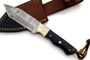 damascus steel fixed blade tanto knife hunting camping outdoor sports. sm147