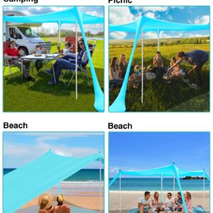 anngrowy Beach Tent Canopy 10'x10' Beach Tents Sun Shelter 6-8 Person Beach Canopy Tent Sun Shade Easy Setup, Beach Blanket Sandproof 10' x 9' Beach Mat Sand Free Waterproof Beach Blankets Extra Large