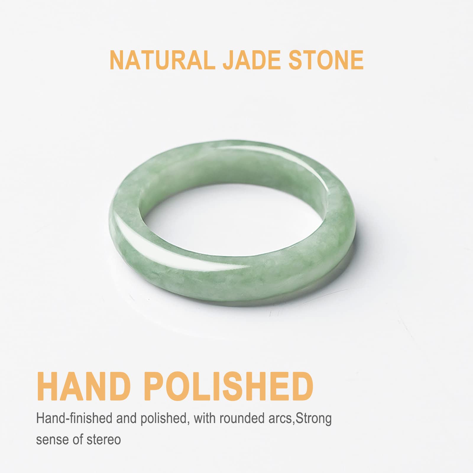 BJIMIDTI 100% Genuine Jade Rings Bands(Size:7), Burma Natural Green Jade Rings Jewelry Gift