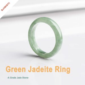 BJIMIDTI 100% Genuine Jade Rings Bands(Size:7), Burma Natural Green Jade Rings Jewelry Gift