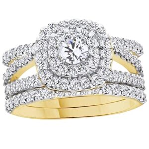 1 1/4ct diamond engagement wedding ring set white yellow rose gold or platinum - size 6