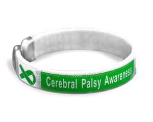 10 pack cerebral palsy awareness wholesale pack bangle bracelets – green ribbon bracelet for cerebral palsy awareness – perfect for support groups and fundraisers