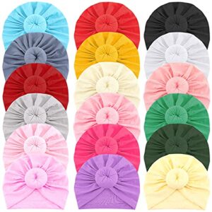 jagely 18 pieces baby turban bun knot newborn turban hat baby headwrap turban hats girl toddler hat turban boy nursery beanie infant turban hospital multi-color