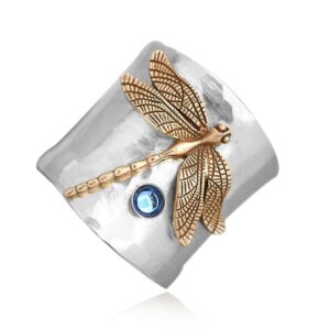 big large dragonfly wide band ring for women,s925 sterling silver punk biker gothic animal insect thumb index middle finger boho ring jewelry (ring_b, 6)