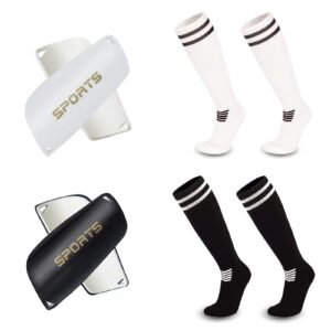 soccer shin guards, youth shin guards with soccer socks for girls and boys, kids calf protection gear 2 pair (medium)