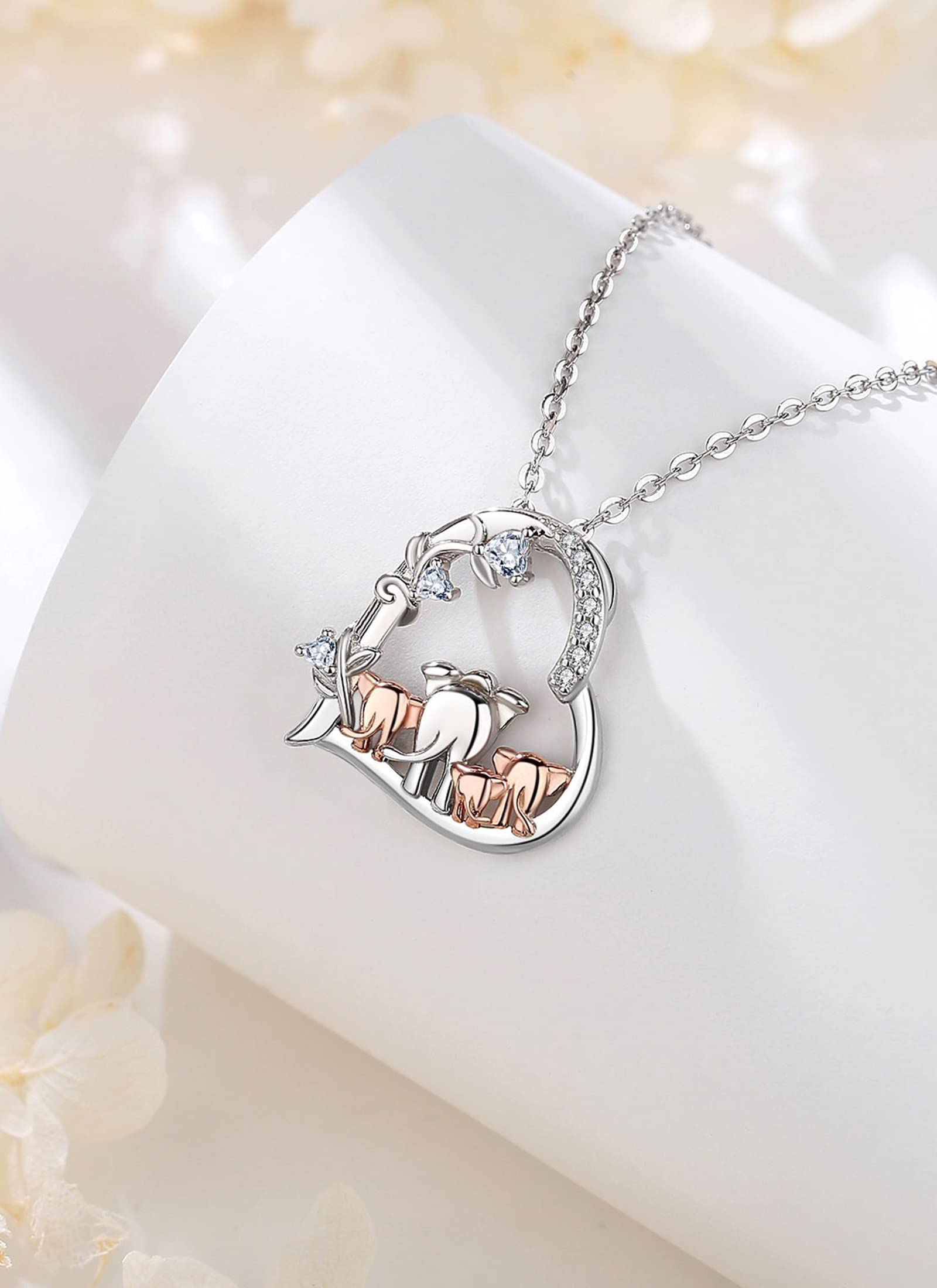 CELESTIA Sterling Silver Elephant Necklace for Women Mother and Daughter Elephant Pendant Jewelry Elephant Gifts for Women Bonus Mom Grandma Wife Aunt