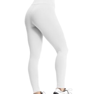 VALANDY White Leggings for Women Plus Size Workout Yoga Pants High Waisted Tummy Control Compression Tights