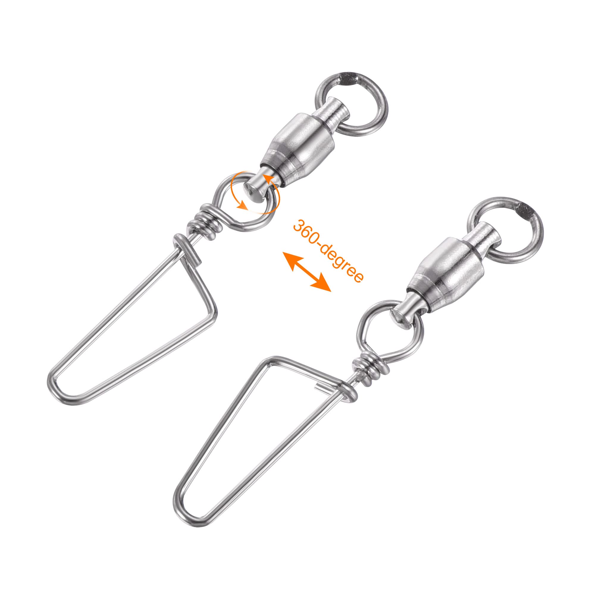 PATIKIL Fishing Snap Swivels, 40 Pack 44lb Stainless Steel Ball Bearing Tackle for Saltwater Freshwater Fishing