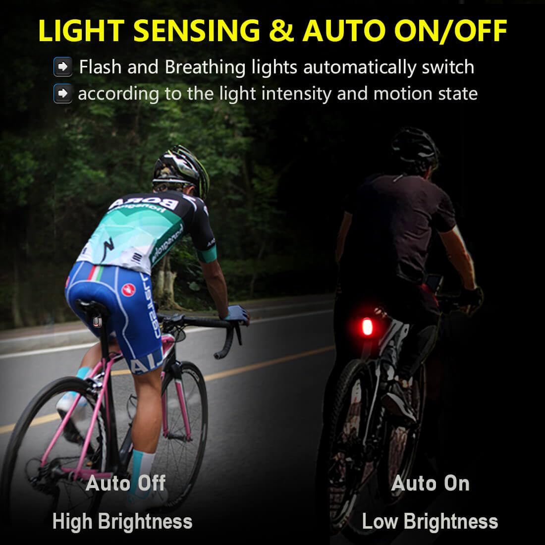 PADONOW Alarm Bike Tail Light: Wireless Remote Bicycle Rear Light USB-C Rechargeable Smart Motion Anti Theft Taillight with Loud Horn Red Led Flashing Lights Waterproof High Lumen Cycling Back Light